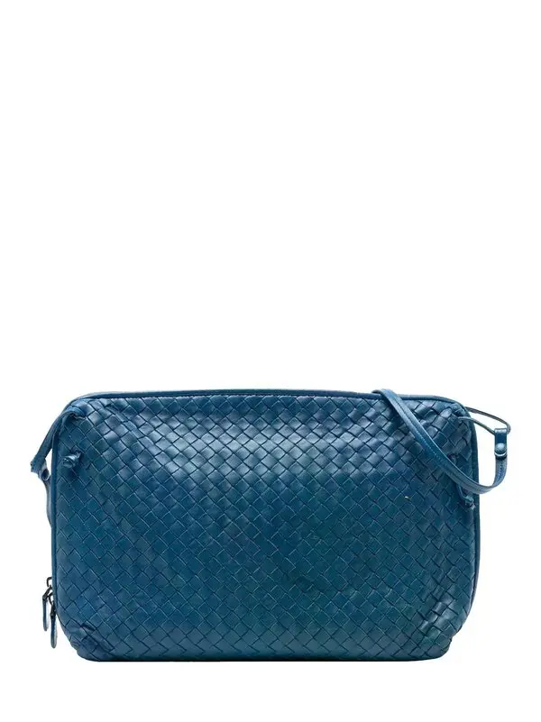 Bottega Veneta 2012-2025 Large Nappa Intrecciato Nodini Crossbody Bag - Blue