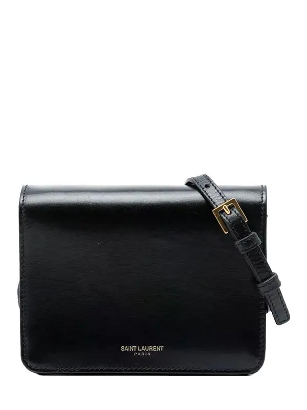 Saint Laurent Smooth Calfskin Monogram Crossbody Bag - Black