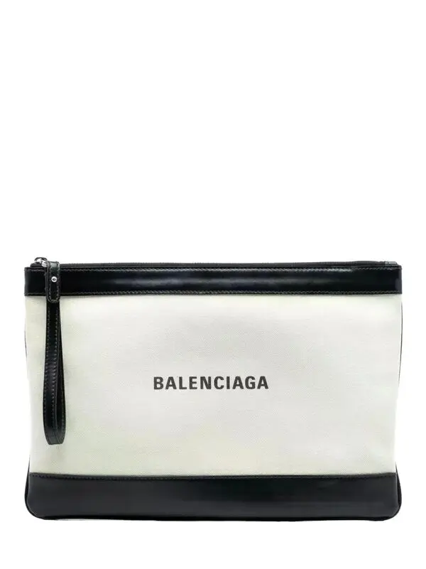 Balenciaga 2021 Canvas Clip M Clutch - Brown