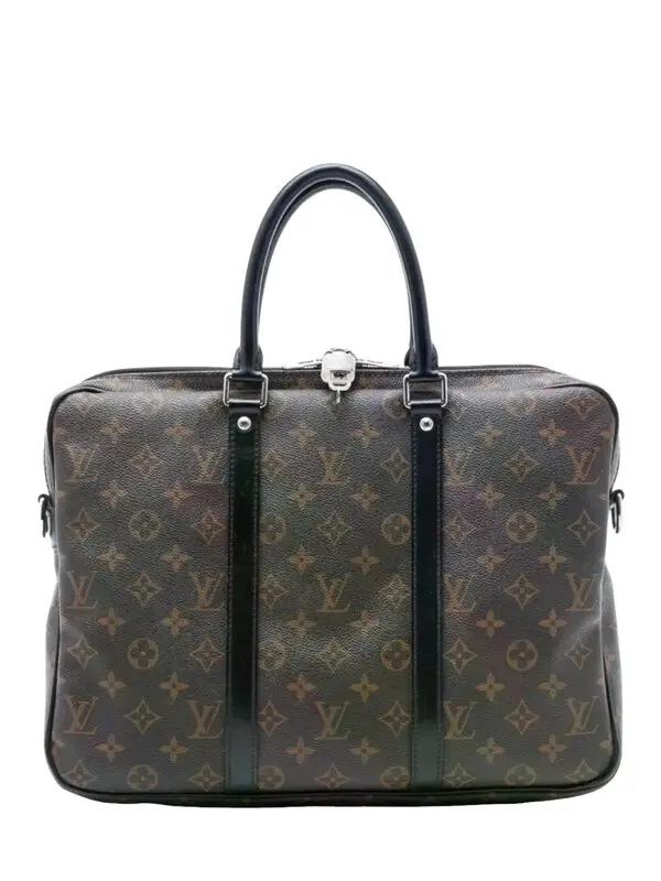 LOUIS VUITTON 2017 Monogram Macassar Porte Documents Voyage - Brown