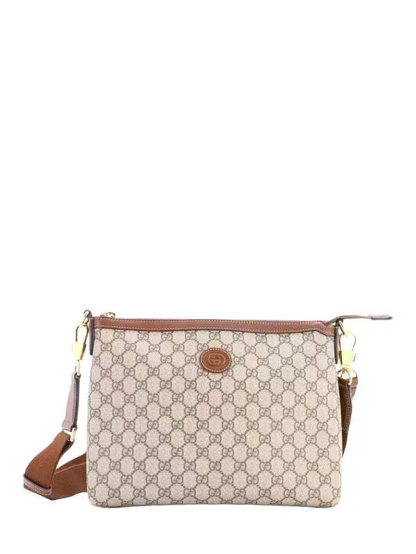 Gucci Interlocking G Patch Wristlet Messenger Bag - Brown