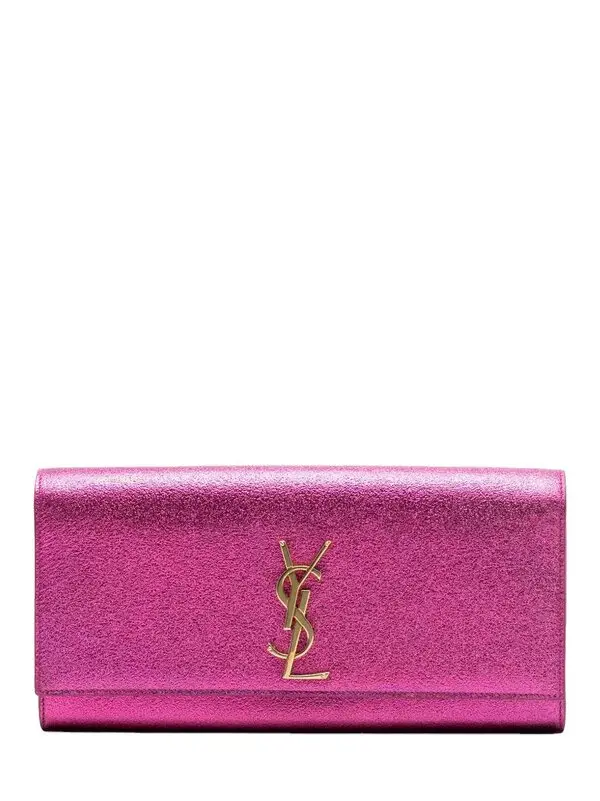 Saint Laurent 2014 Metallic Calfskin Monogram Kate Clutch Bag - Pink