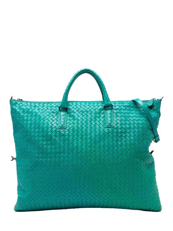 Bottega Veneta 2010 Maxi Nappa Intrecciato Convertible Tote Travel Bag - Blue