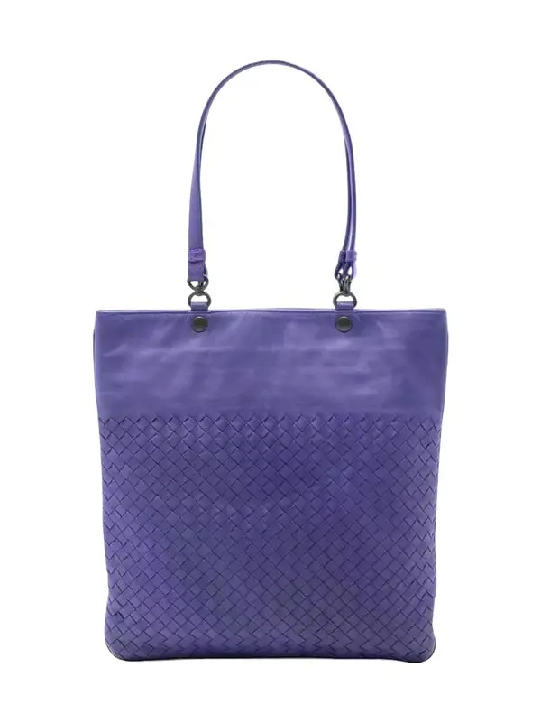 Bottega Veneta 2009 Nappa Intrecciato Flat Tote Bag - Purple