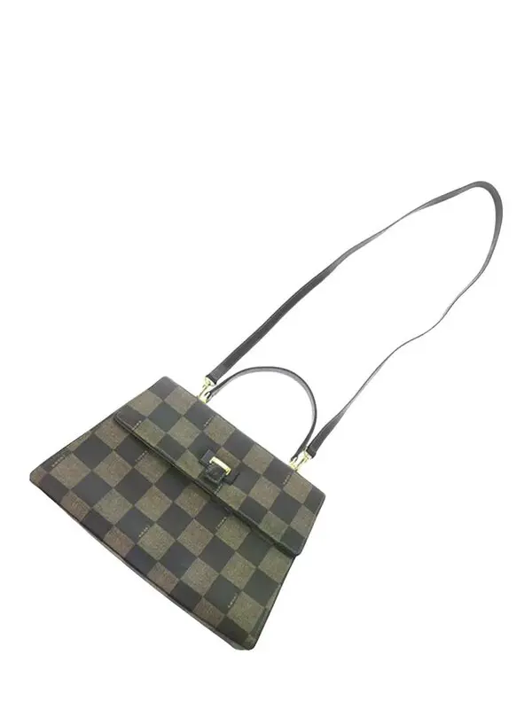 Fendi 20th Century Checkerboard Top Handle Bag Satchel - Brown