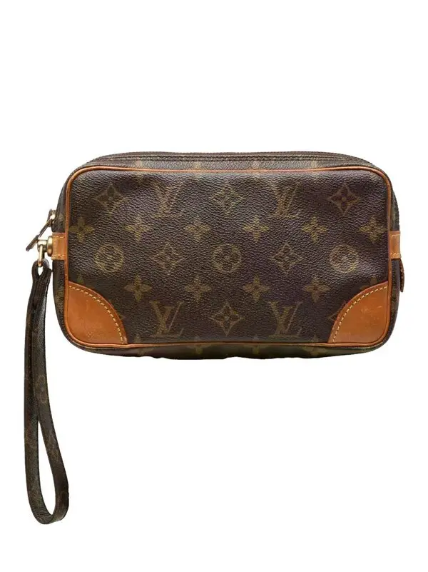 LOUIS VUITTON 1990 Monogram Marly Dragonne Pm Clutch - Brown