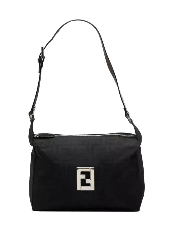 Fendi 2000-2010 Zucca Nylon Shoulder Bag - Black