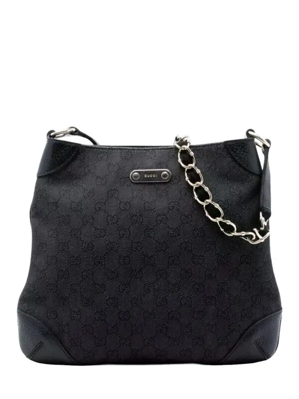Gucci Gg Denim Chain Shoulder Bag - Black