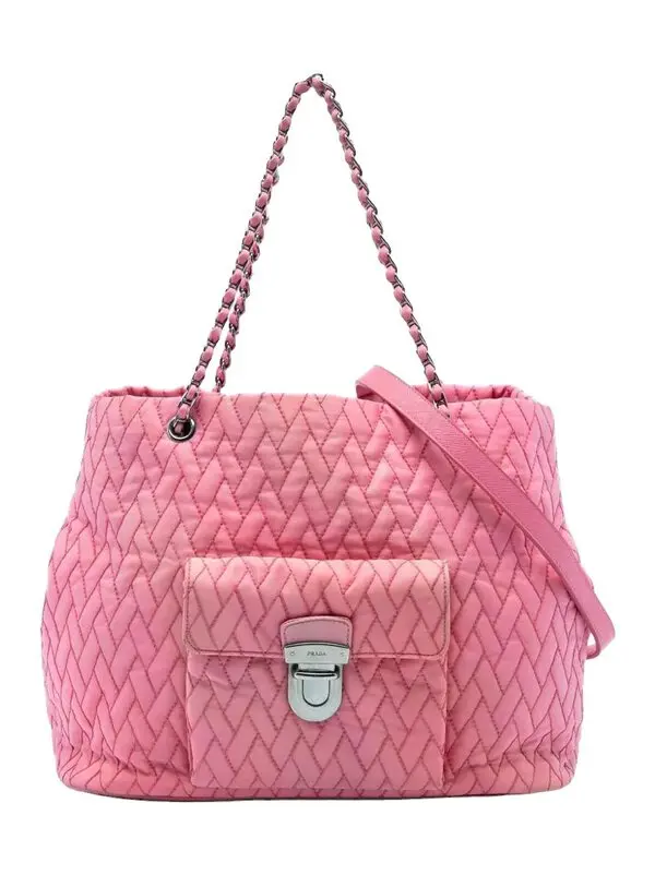 Prada Impuntu Tessuto Chain Tote Satchel - Pink