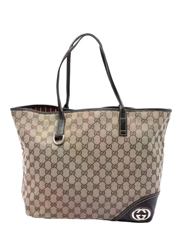 Gucci Large Gg Canvas Britt Tote Bag - Neutrals