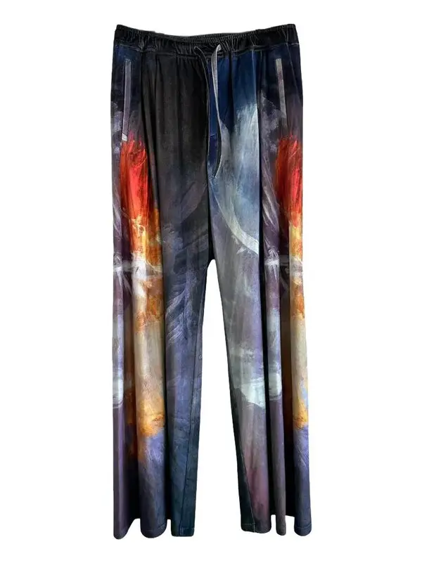 TAAKK Printed Velvet Trousers - Blue