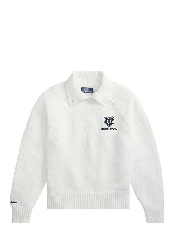 Polo Ralph Lauren Embroidered Polo-collar Sweater - White