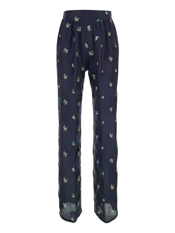 FORTE_FORTE Floral-print Trousers - Blue