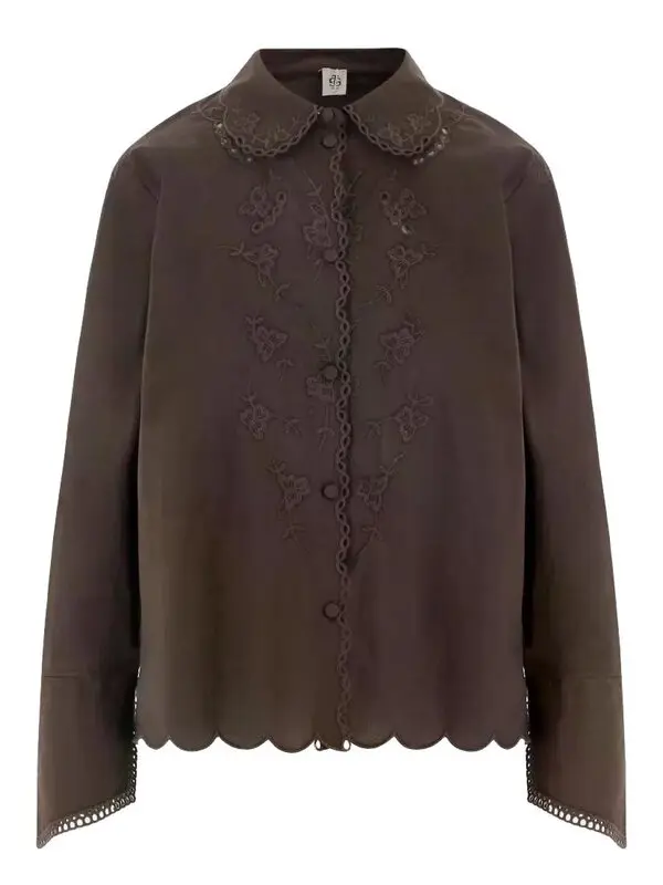 THE GARMENT Scalloped Embroidered Shirt - Brown