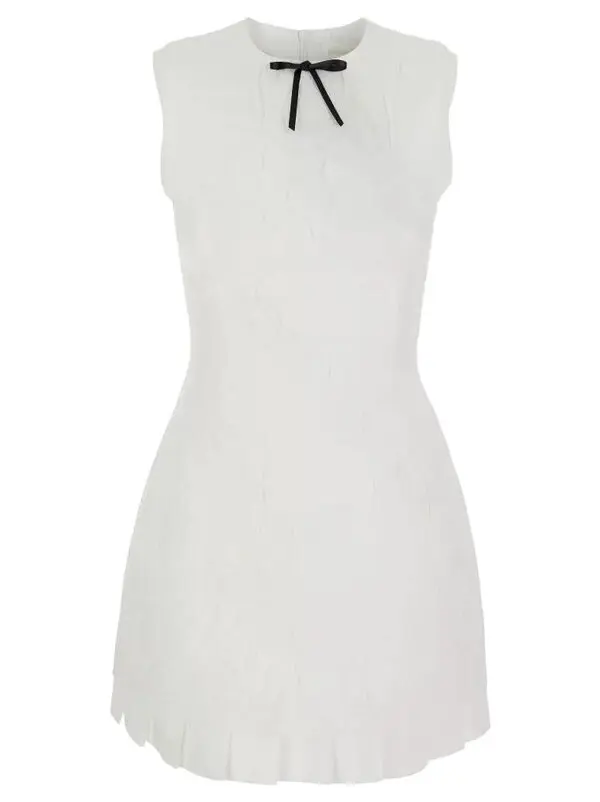 SHUSHU/TONG Tie-detail Pleated Mini Dress - White