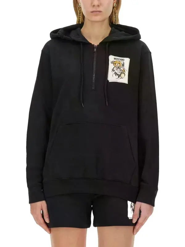 Moschino Half-zip Hoodie - Black