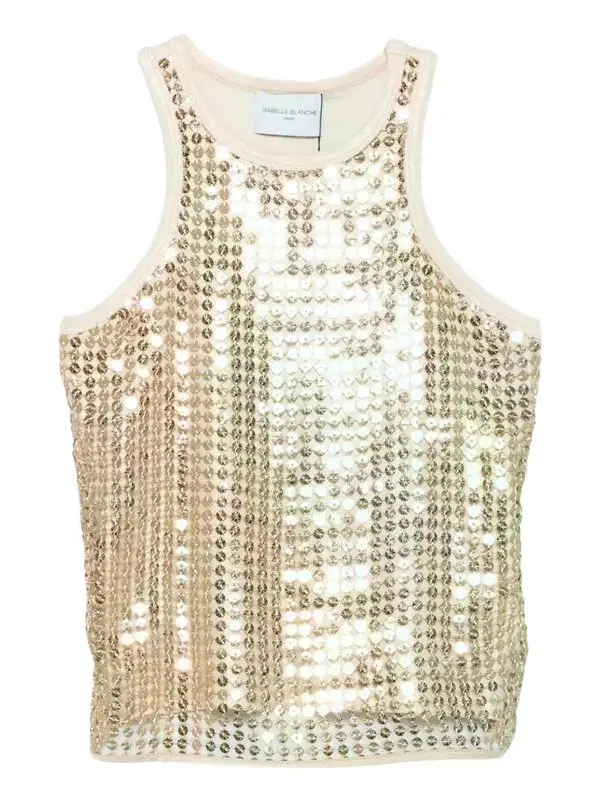 ISABELLE BLANCHE Sequin-embellished Tank Top - Gold
