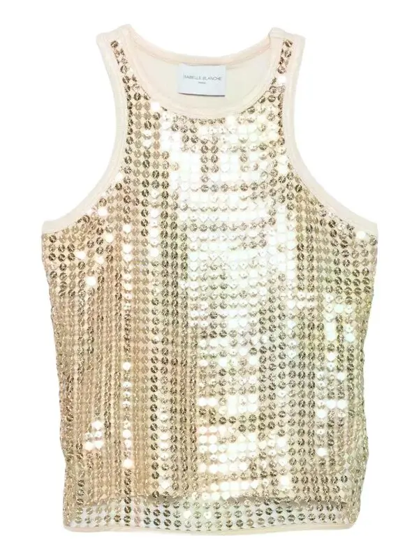 ISABELLE BLANCHE Sequin-embellished Tank Top - Gold