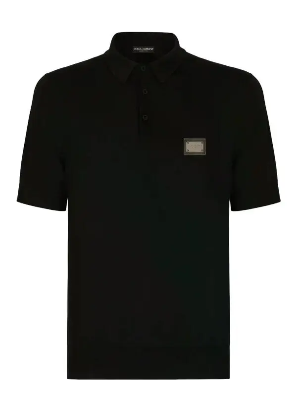 Dolce & Gabbana Wool Polo-shirt With Branded Tag - Black