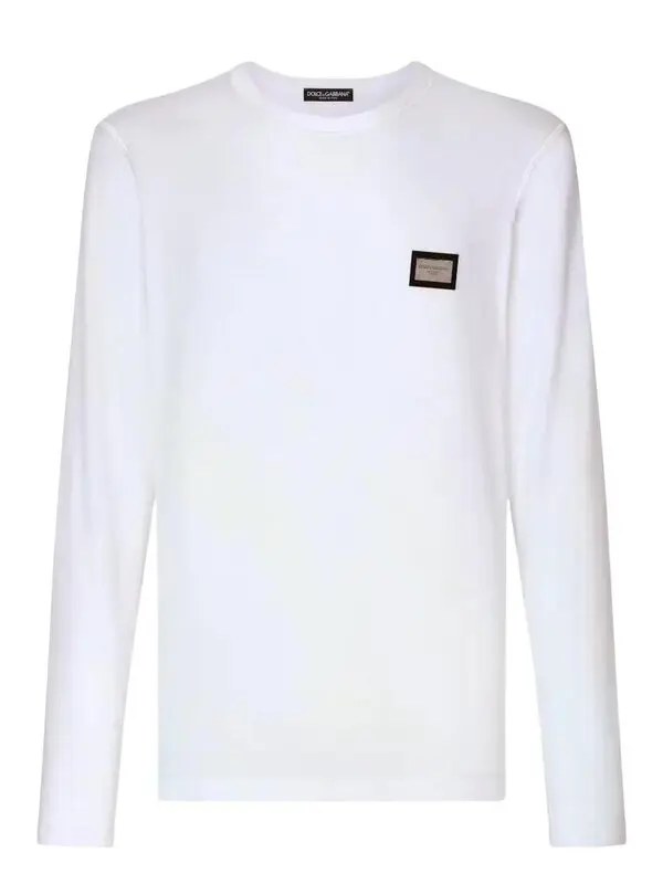 Dolce & Gabbana Long-sleeved T-shirt With Logo Tag - White