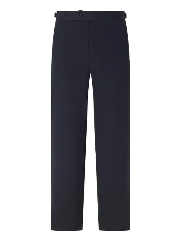 BODE Straight-leg Cotton-blend Seersucker Trousers - Blue