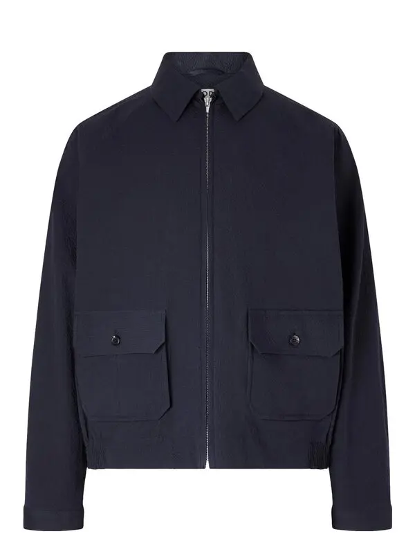 BODE Cotton-blend Seersucker Bomber Jacket - Blue