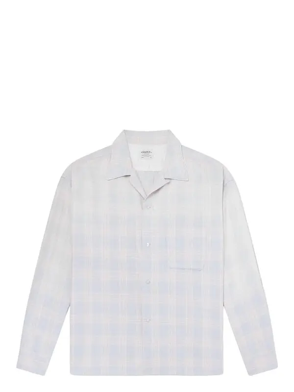 SAINT MXXXXXX Convertible-collar Checked Flannel Shirt - Blue