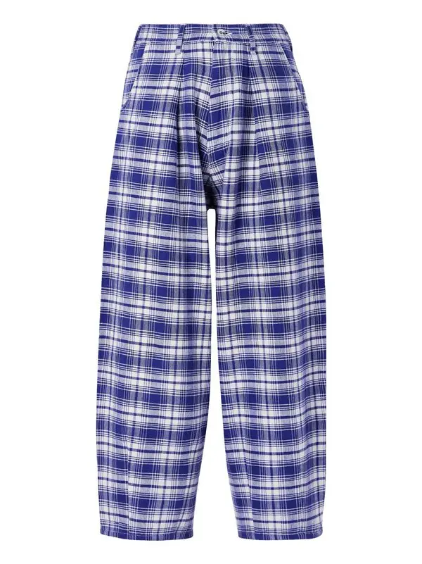 STORY MFG. Lush Wide-leg Checked Trousers - Blue