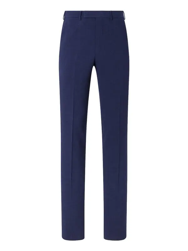 Zegna Straight-leg Seersucker Trousers - Blue