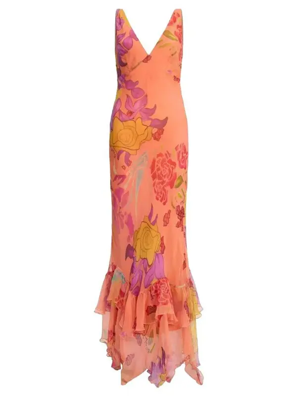 DONDE ESTEBAN Flores Maxi Dress - Orange
