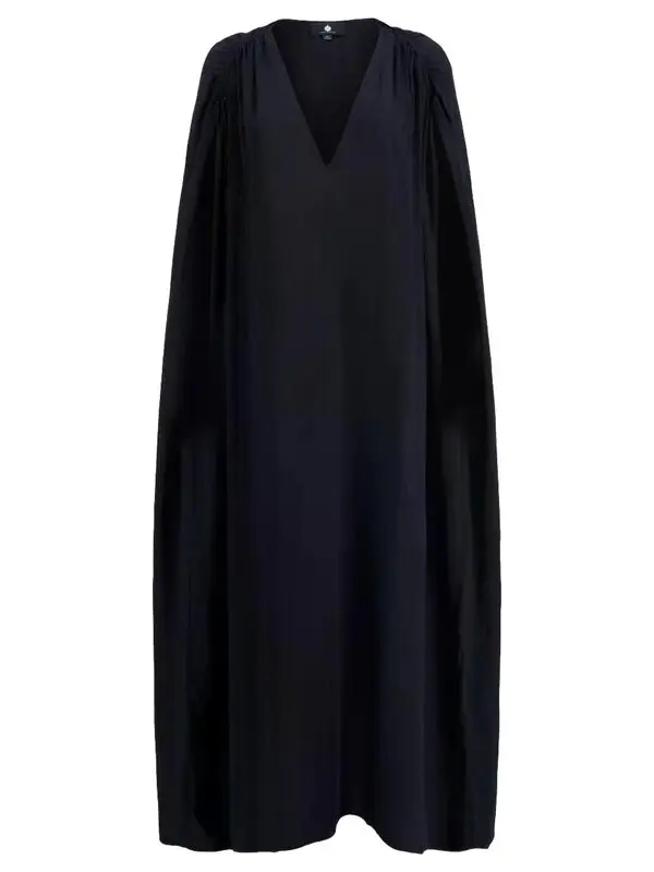 Sú Cape V-neck Dress - Black