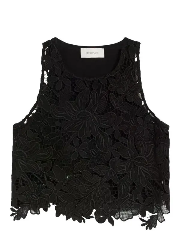 Sportmax Floral Lace Top - Black