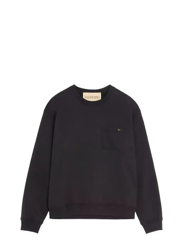 Valentino Garavani Cotton Sweatshirt With Vgold - Black
