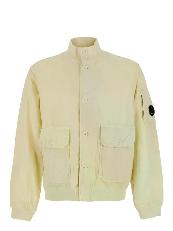 C.P. COMPANY Logo-patch Single-breasted Coat - Neutrals