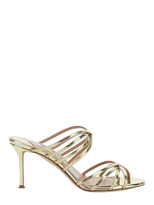 AQUAZZURA 75mm Tell Me Heeled Sandals - Gold