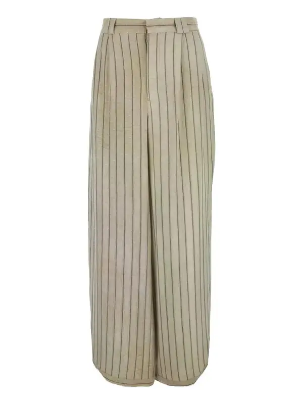Emporio Armani Pinstriped Pleated Trousers - Neutrals