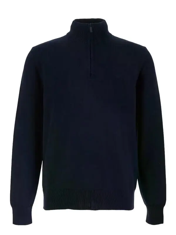 Emporio Armani Cotton Zip-up Sweater - Blue