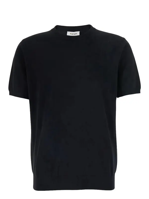 KANGRA Cotton Short-sleeve Sweater - Black