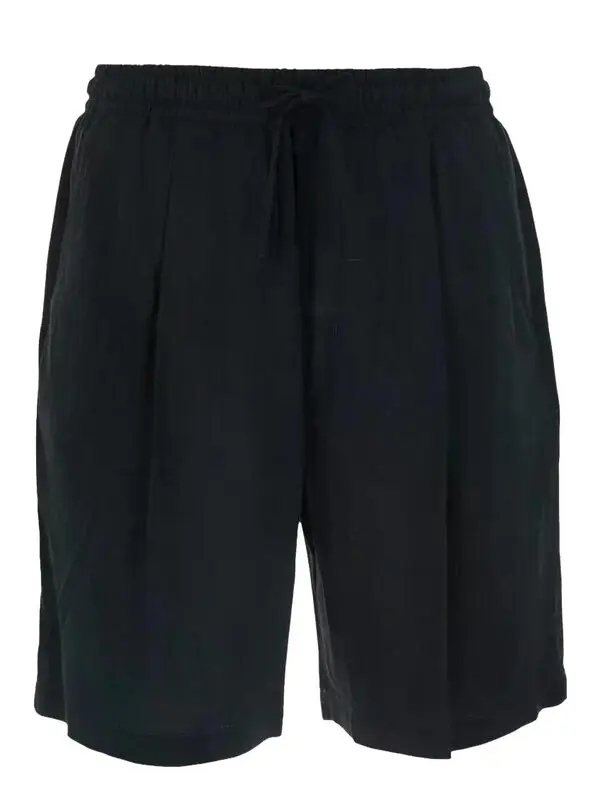 LOW BRAND Drawstring Pleated Shorts - Black