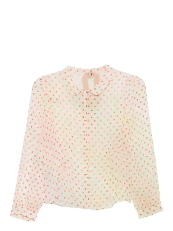 N°21 Polka-dot Sheer Top - Neutrals