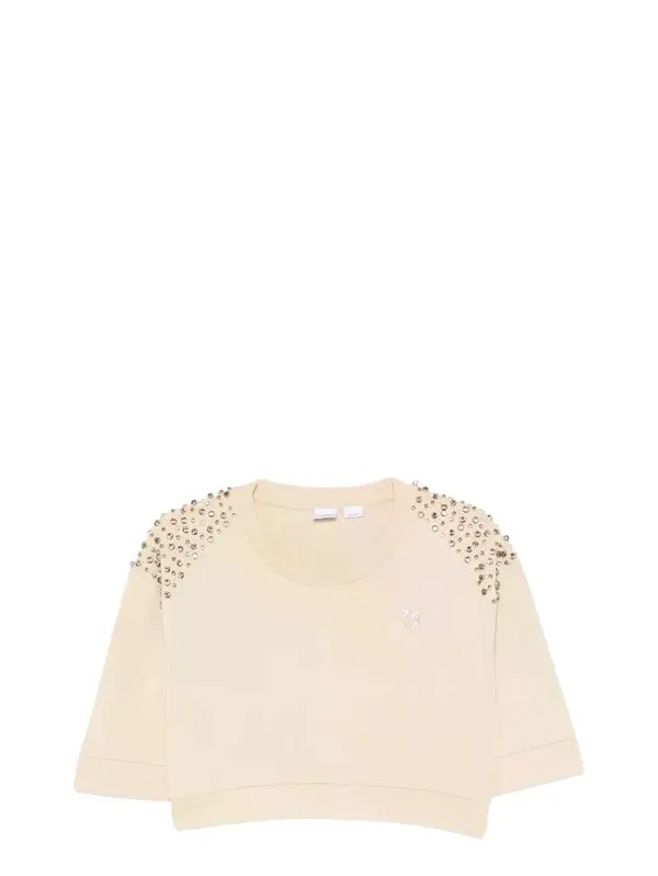 Pinko Embellished Cropped Sweatshirt - Neutrals