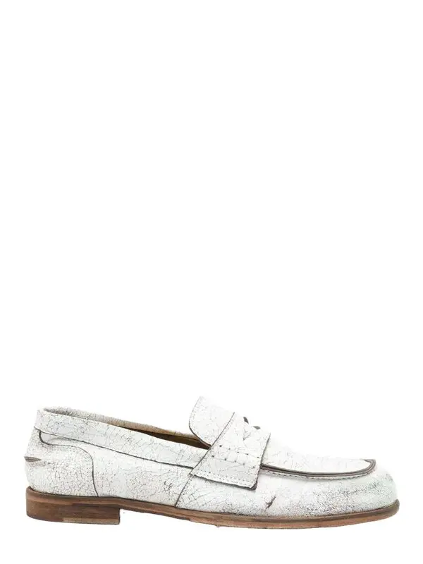 FRATELLI RENNELLA Crackle-effect Leather Loafers - White