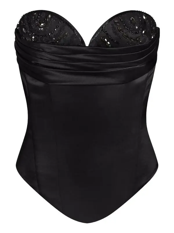 ALEXIA & ANTONIA Embellished Corset Top - Black