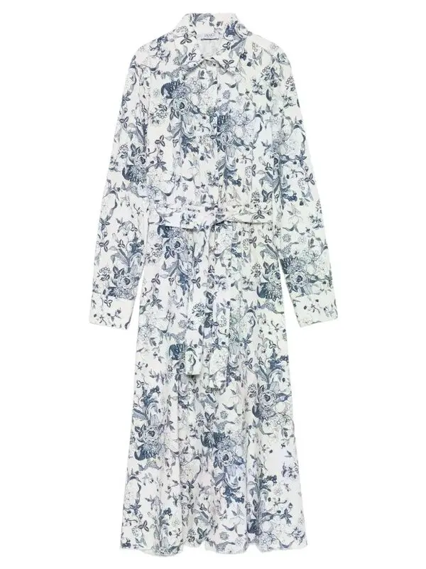 Liu Jo Floral Print Tie-waist Midi Dress - White