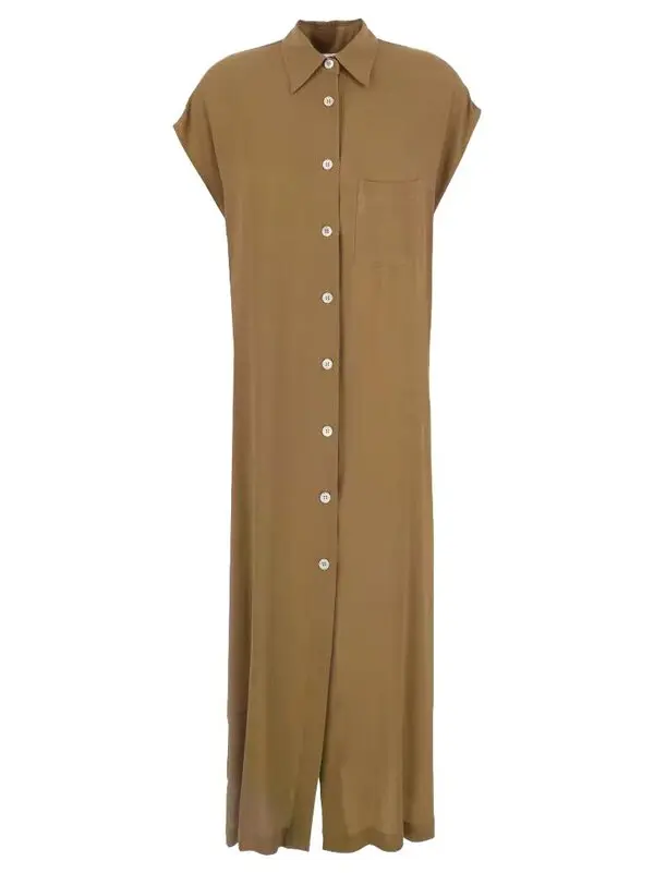 GRIFONI Button-down Maxi Shirt Dress With Pocket Detail - Neutrals