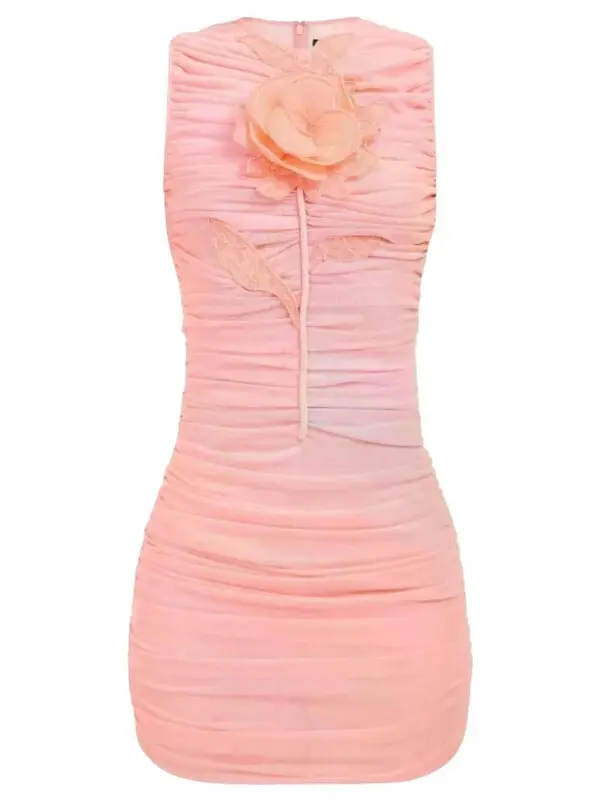 David Koma Floral Ruched Mini Dress - Pink