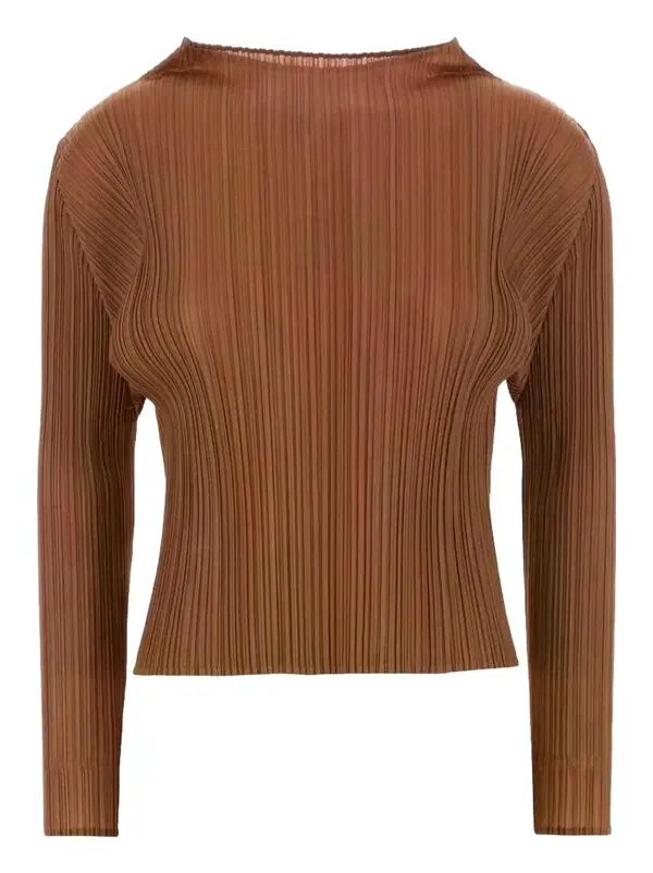 Issey Miyake Pleated Top - Brown
