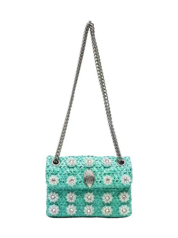 Kurt Geiger Mini Crystal-embellished Raffia Shoulder Bag - Green