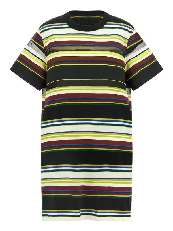 Sacai Striped T-shirt Dress - Black