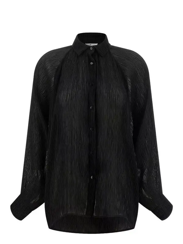ALLIS BEACHWEAR Pleated Button Shirt - Black